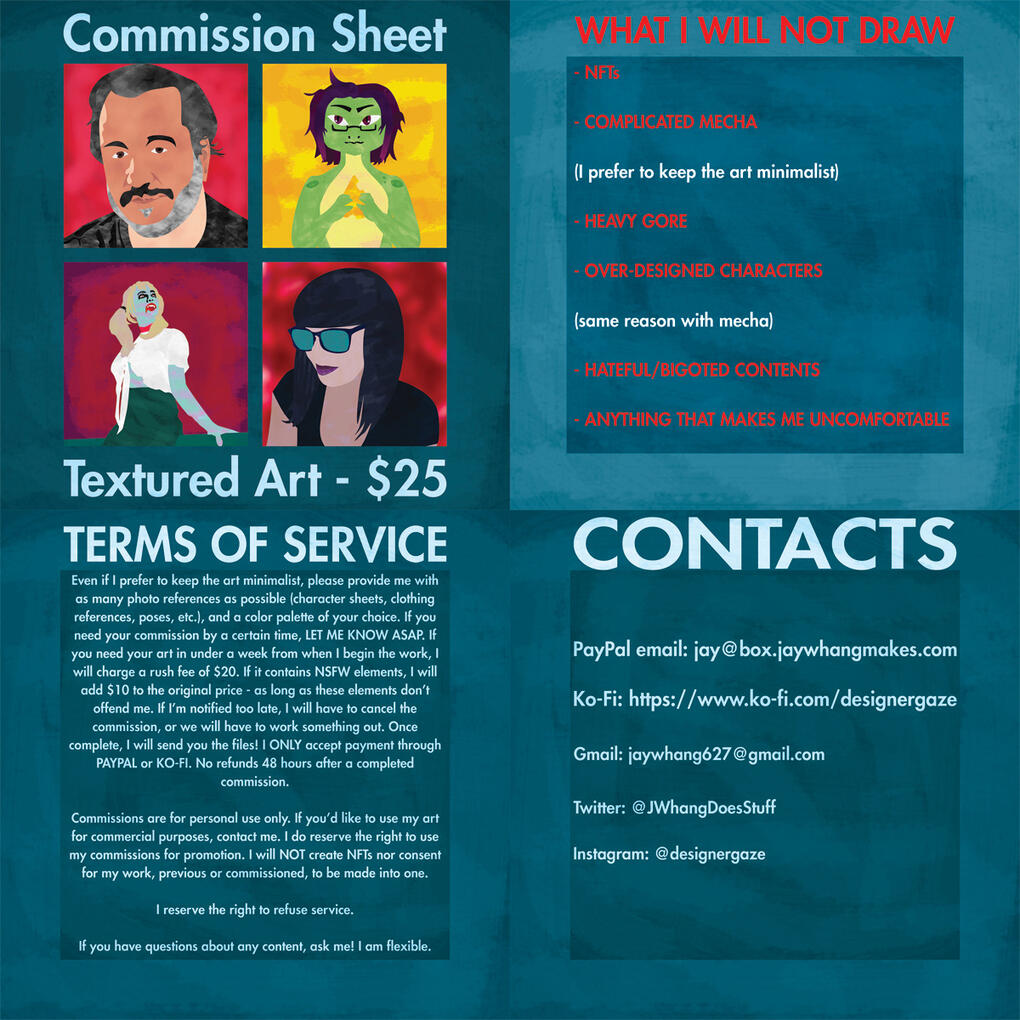 Textured Art Commission Sheets